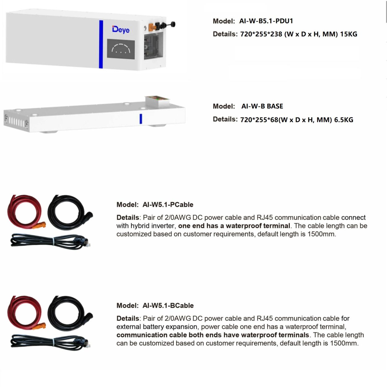 Pack 10kwh Baterías de Aiw-B + KIT BMS AIW-B 48V DEYE